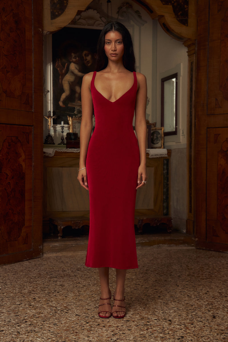 Naomi Supermodel Dress Scarlet - Mirror Palais