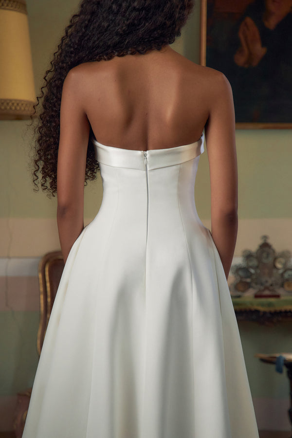 Strapless Opera Lady Length Dress Pearl - Mirror Palais