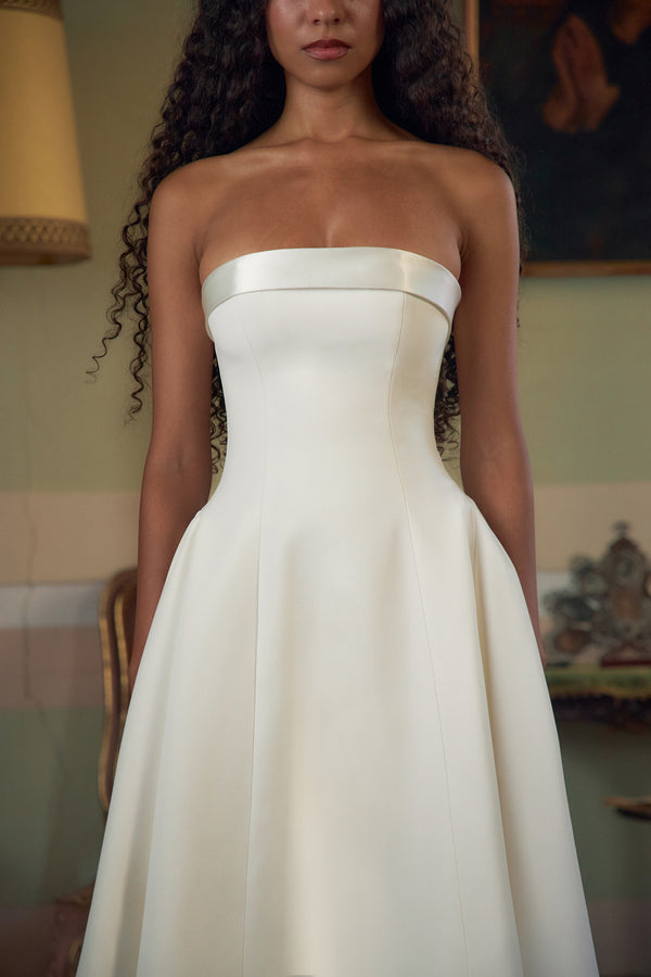 Strapless Opera Lady Length Dress Pearl - Mirror Palais