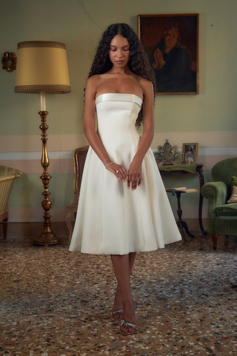 Strapless Opera Lady Length Dress Pearl - Mirror Palais