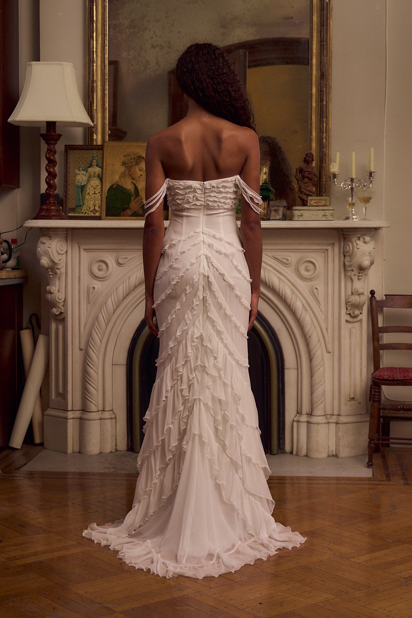 Cascading Ruffle Gown Without Train in Ivory – Mirror Palais